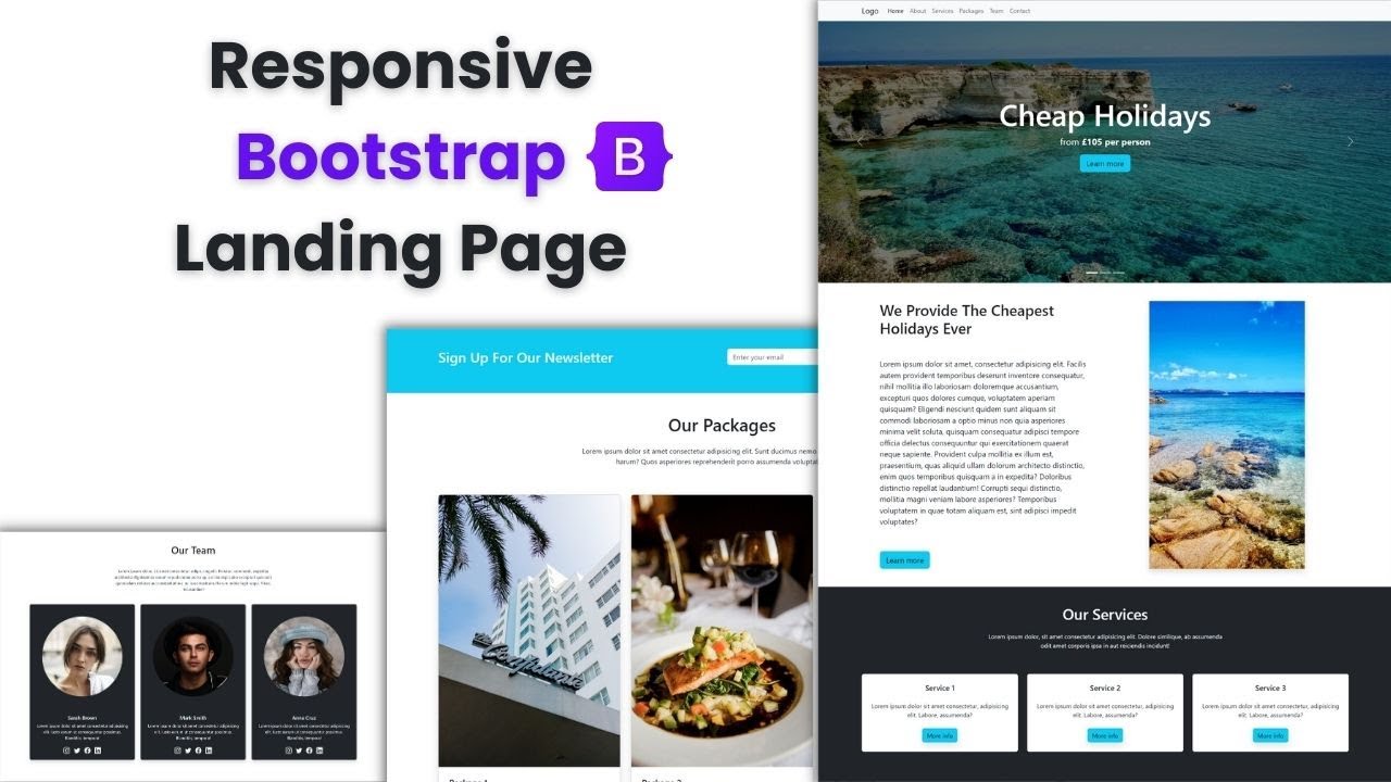 Responsive Bootstrap 5 Landing Page Design Full Tutorial Youtube