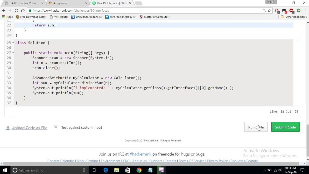 Day 19 Interfaces Hackerrank Java Tutorial Youtube