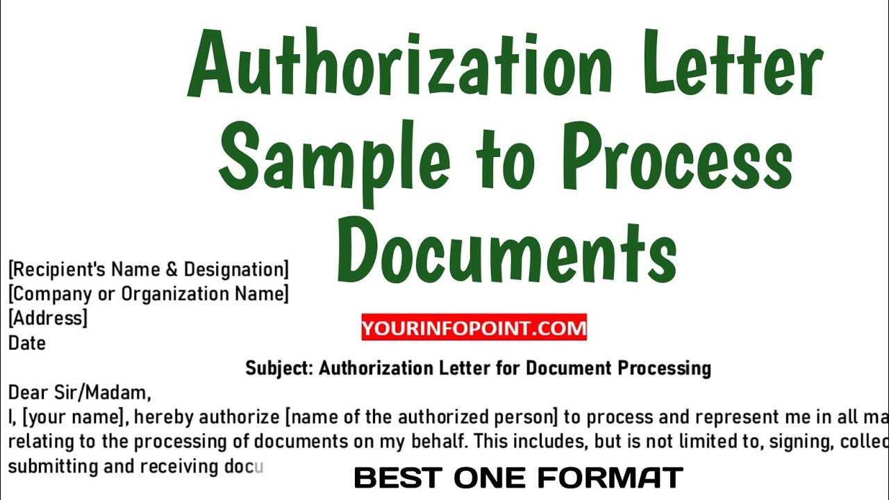 Sample Format Of Authorization Letter
