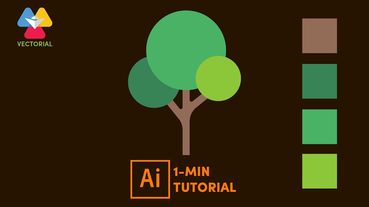 Tree Tutorial In Adobe Illustrator 1 Minute Tutorial For Beginner
