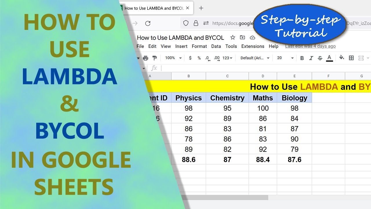 Google Sheets Lambda Bycol Function Create Custom Function