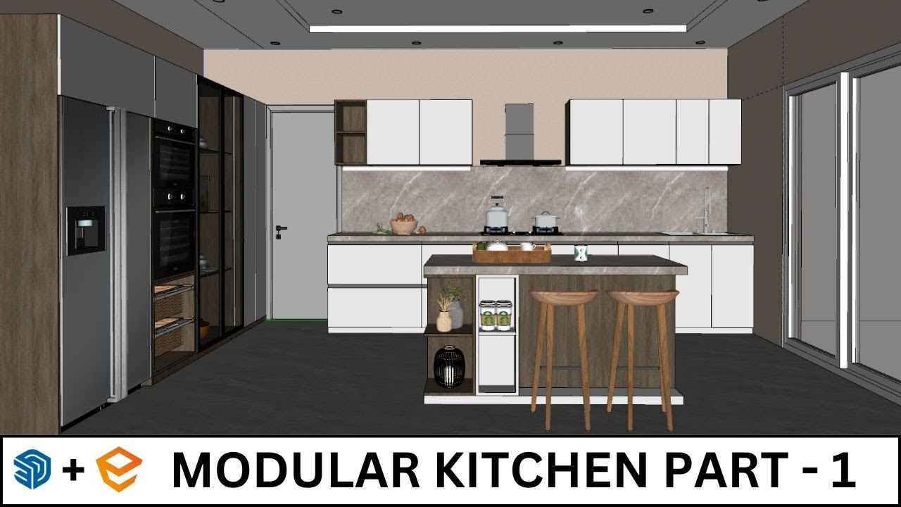 Modular Kitchen Design Tutorial Part 1 Interiordesign Sketchup