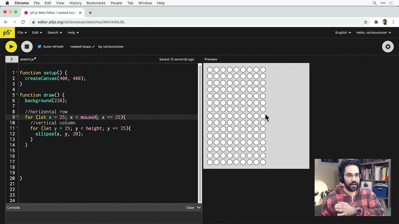 How To Use Nested Loops In P5js Youtube