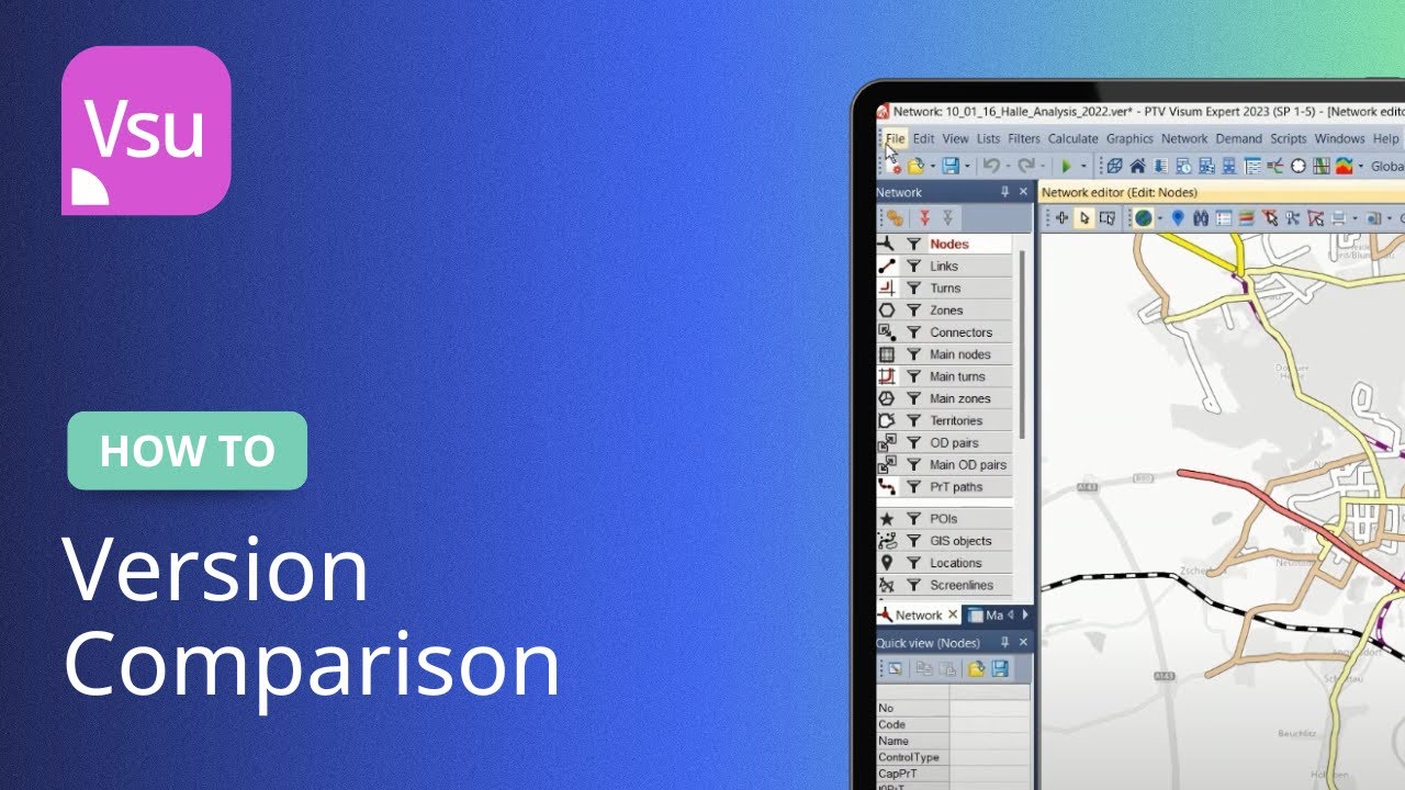 Version Comparison In Visum Ptv Visum Tutorial Youtube