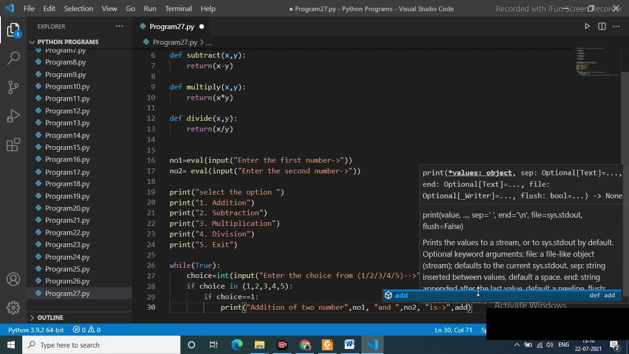 Python Program To Make A Simple Calculator Using Functions Youtube