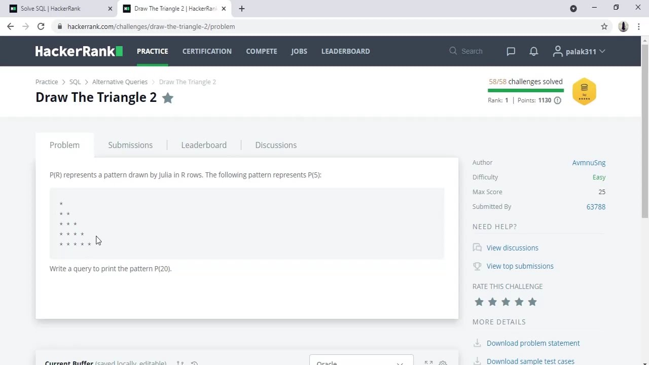 3 Sql Interview Questions Series Draw The Triangle Hackerrank
