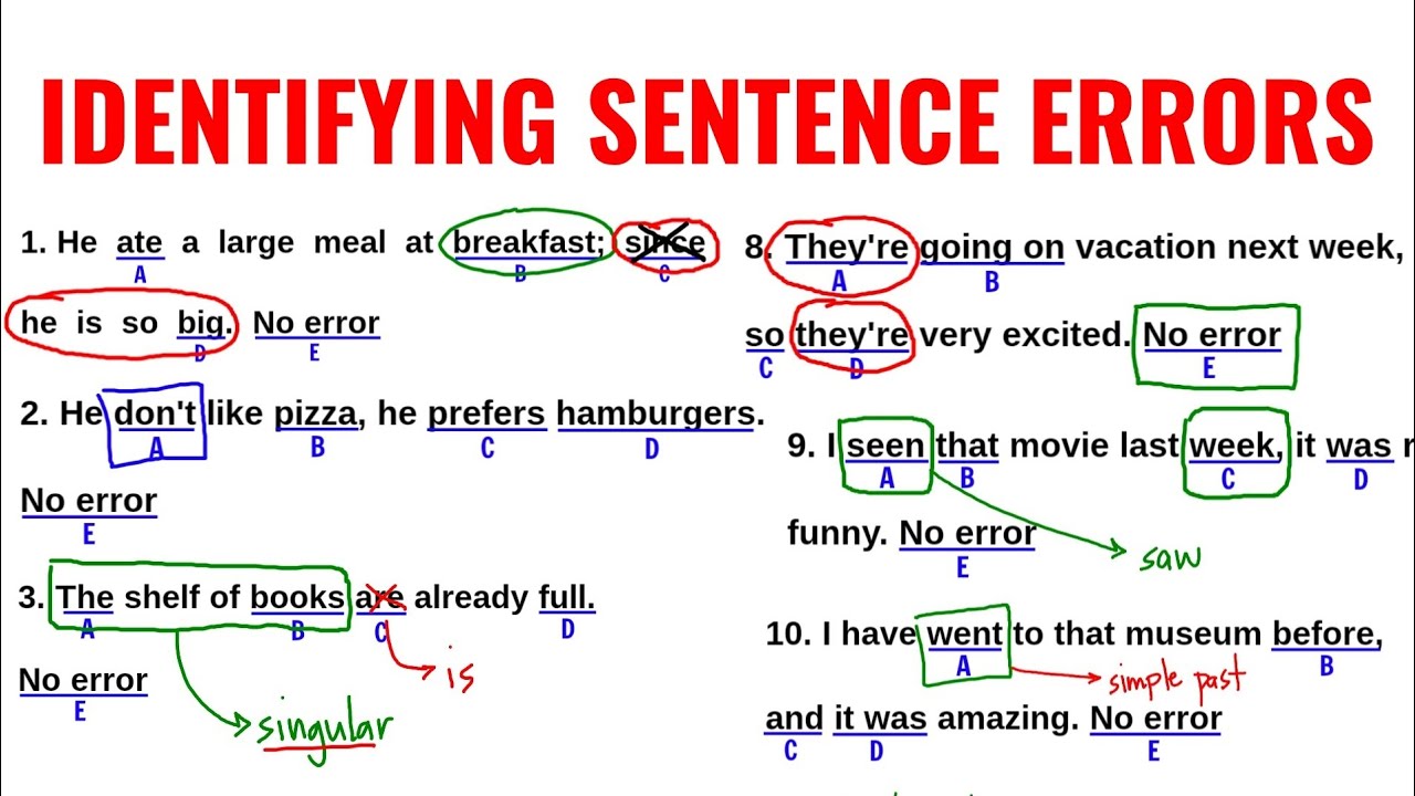 Identifying Sentence Errors Youtube