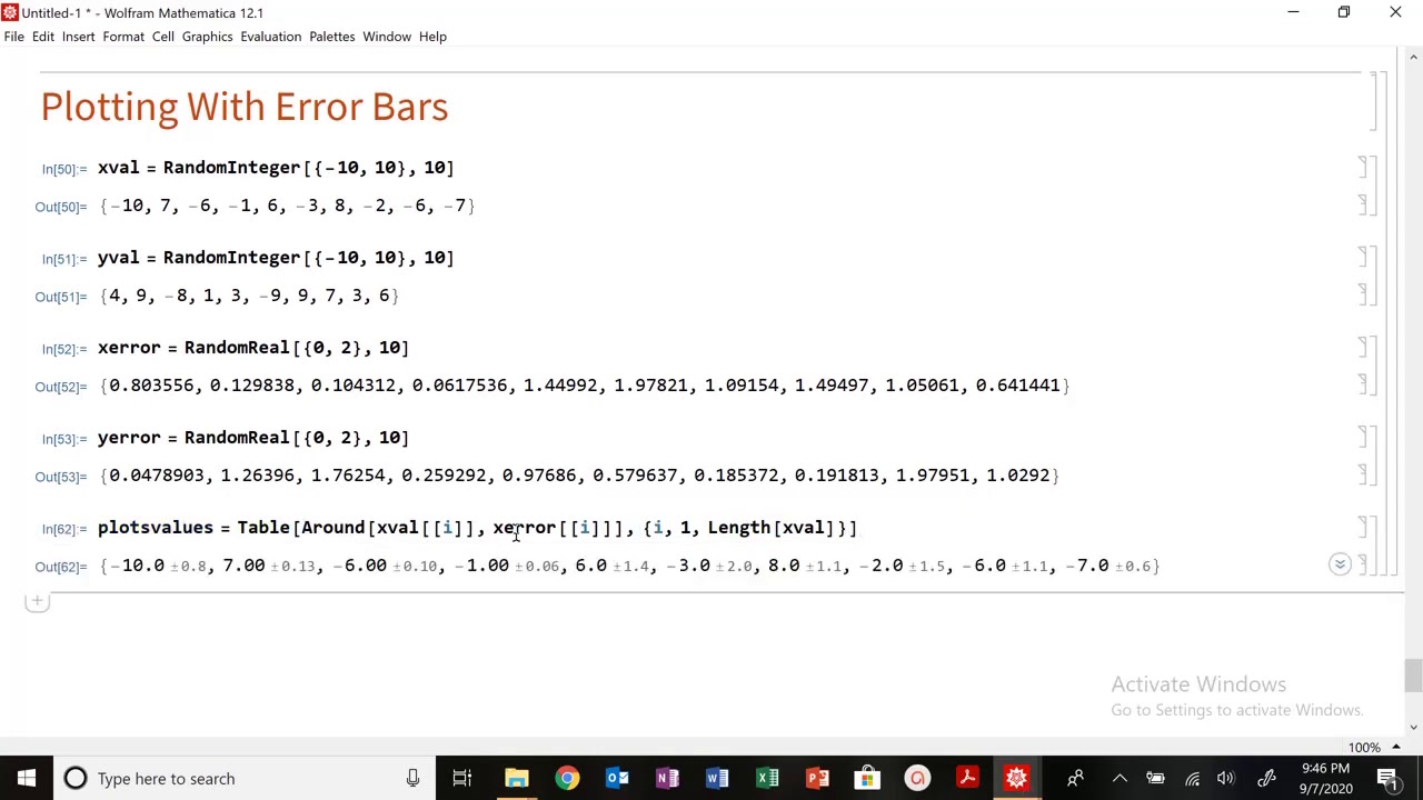 Mathematica Module 2 Plotting With Error Bars Youtube