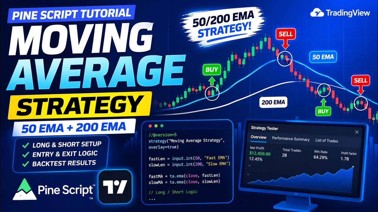 Tradingview Pine Script Moving Average Strategy Tutorial Youtube