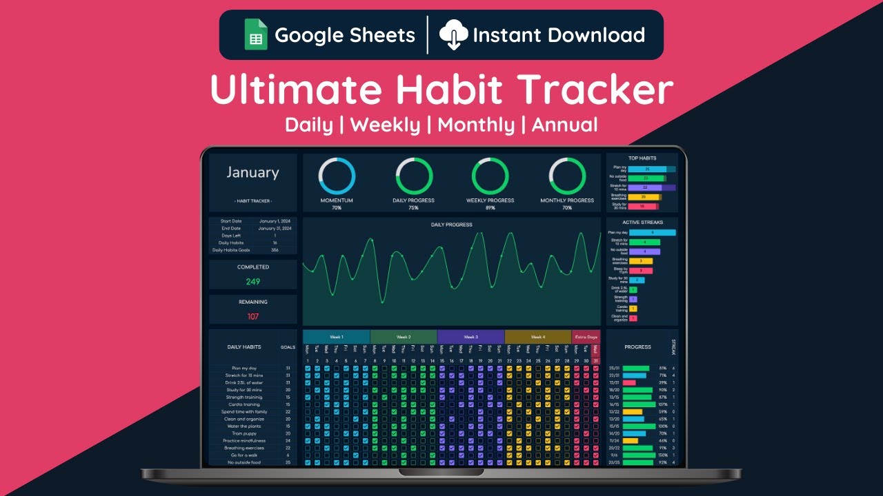 Ultimate Habit Tracker Dark Mode Tutorial Youtube