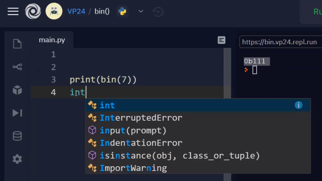 Bin Function In Python Youtube