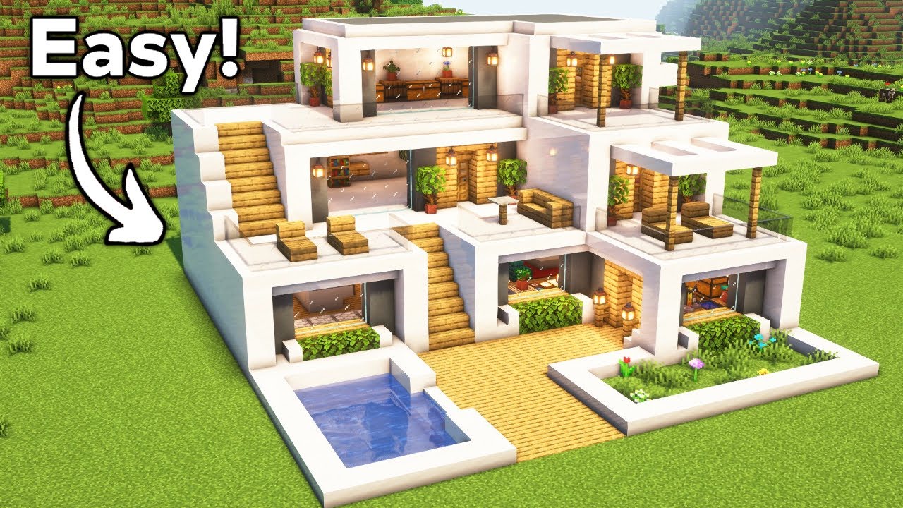 Minecraft Modern House Tutorial Minecraft Mini Modern Survival House