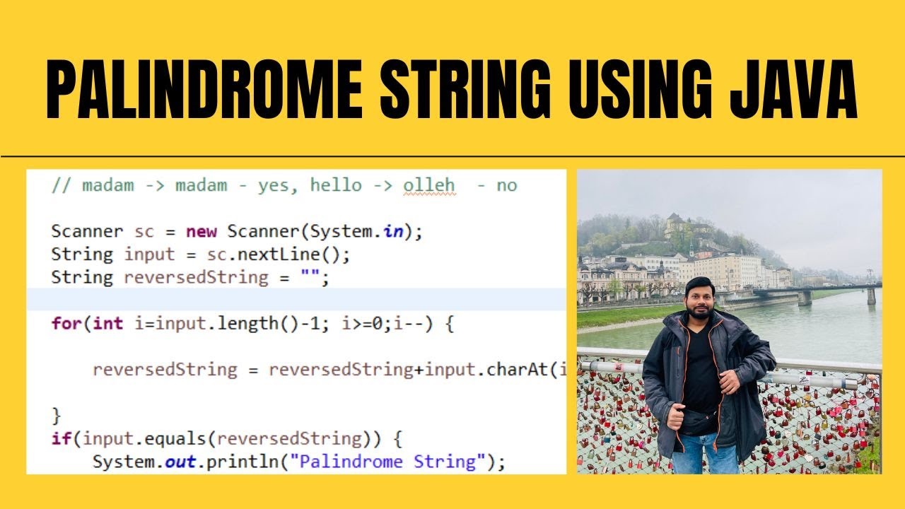 Palindrome String Using Java Java Coding Interview Question Youtube