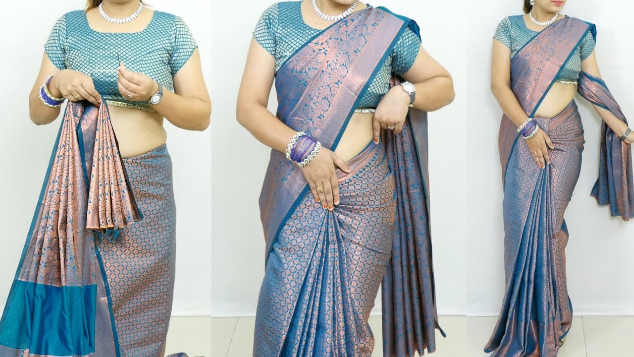 How To Drape Saree For Beginners To Look Slim Silk Saree Draping