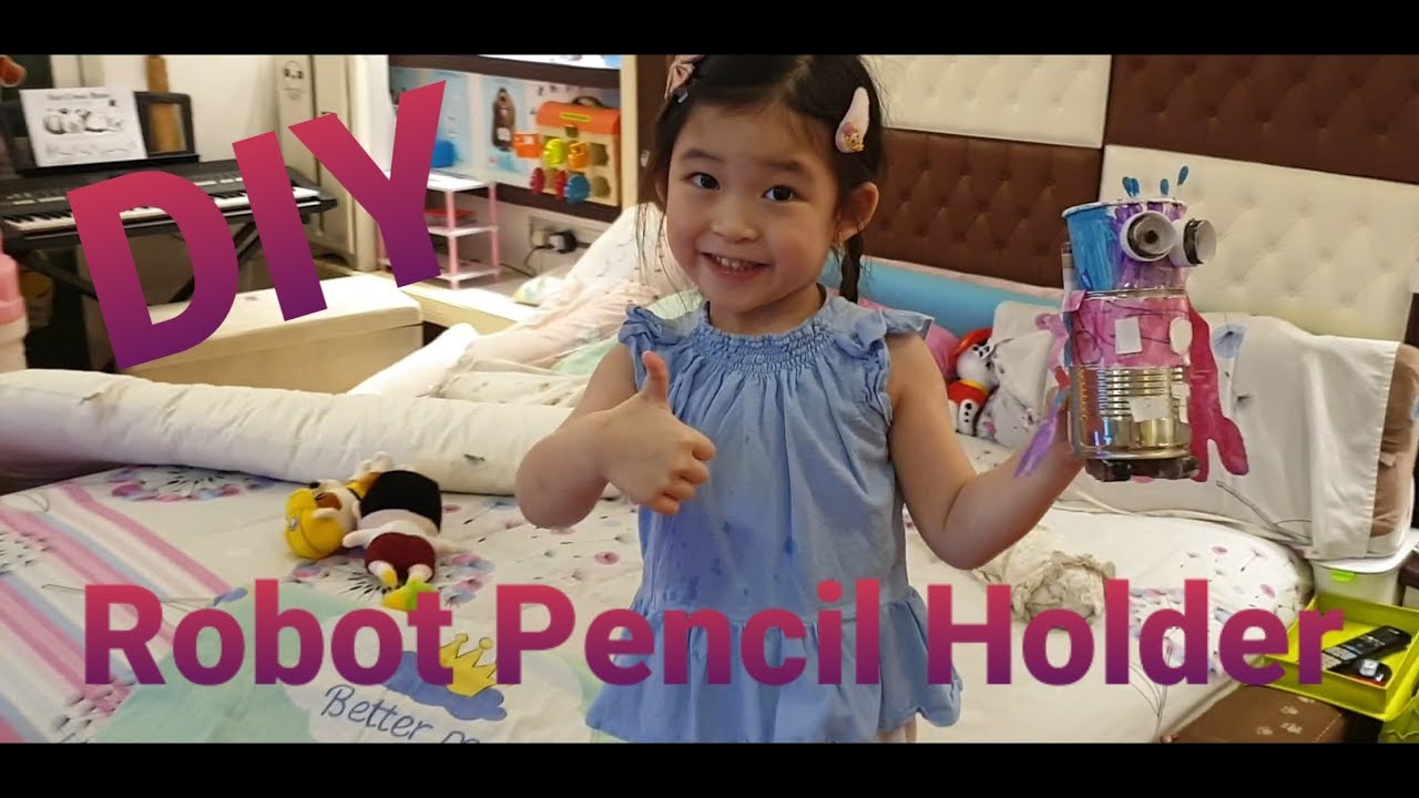 Kids Diy Veronica Diy How To Make Robot Pencil Holder Youtube