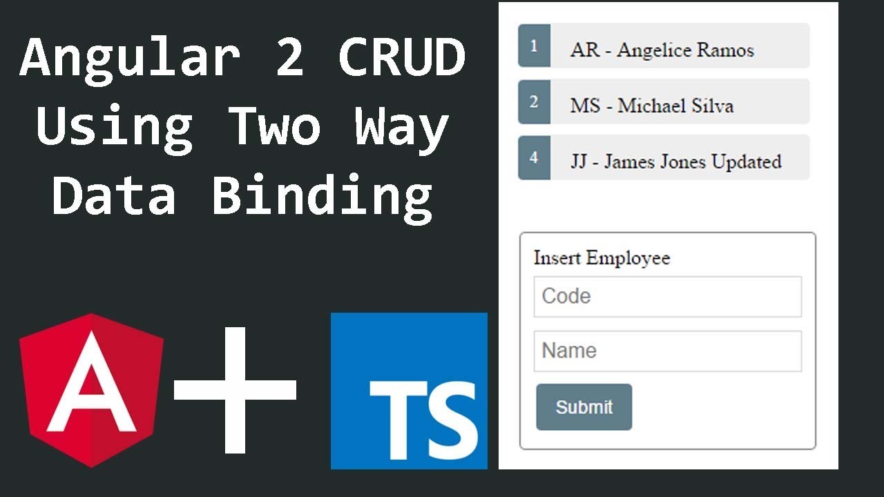 Angular 2 Crud Two Way Data Binding Youtube