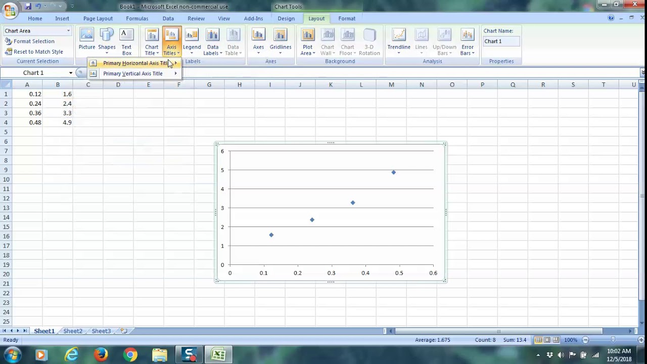 Physics Excel Graphing Instructions Youtube