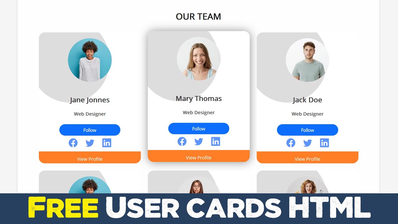 Free User Cards Html Template How To Plus Source Code Quick