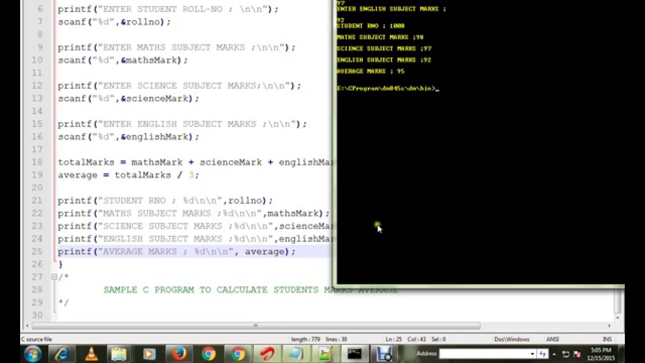 C Program Students Marks Average Example Demo Youtube