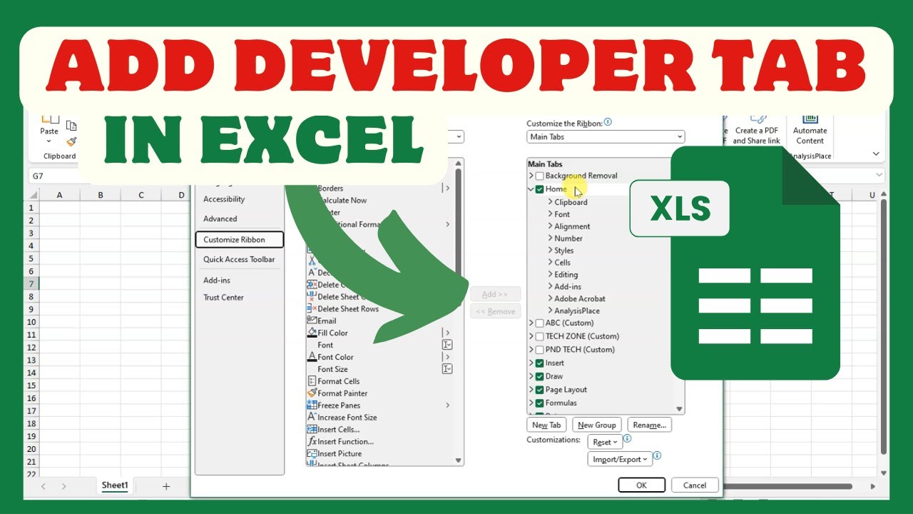 How To Add Developer Tab In Excel Youtube