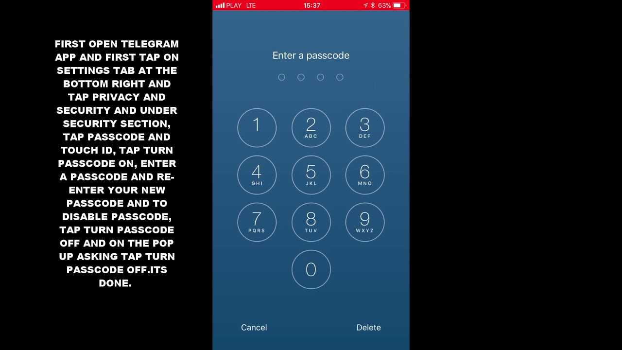 How To Enable Or Disable Passcode Lock In Telegram App Ios Youtube