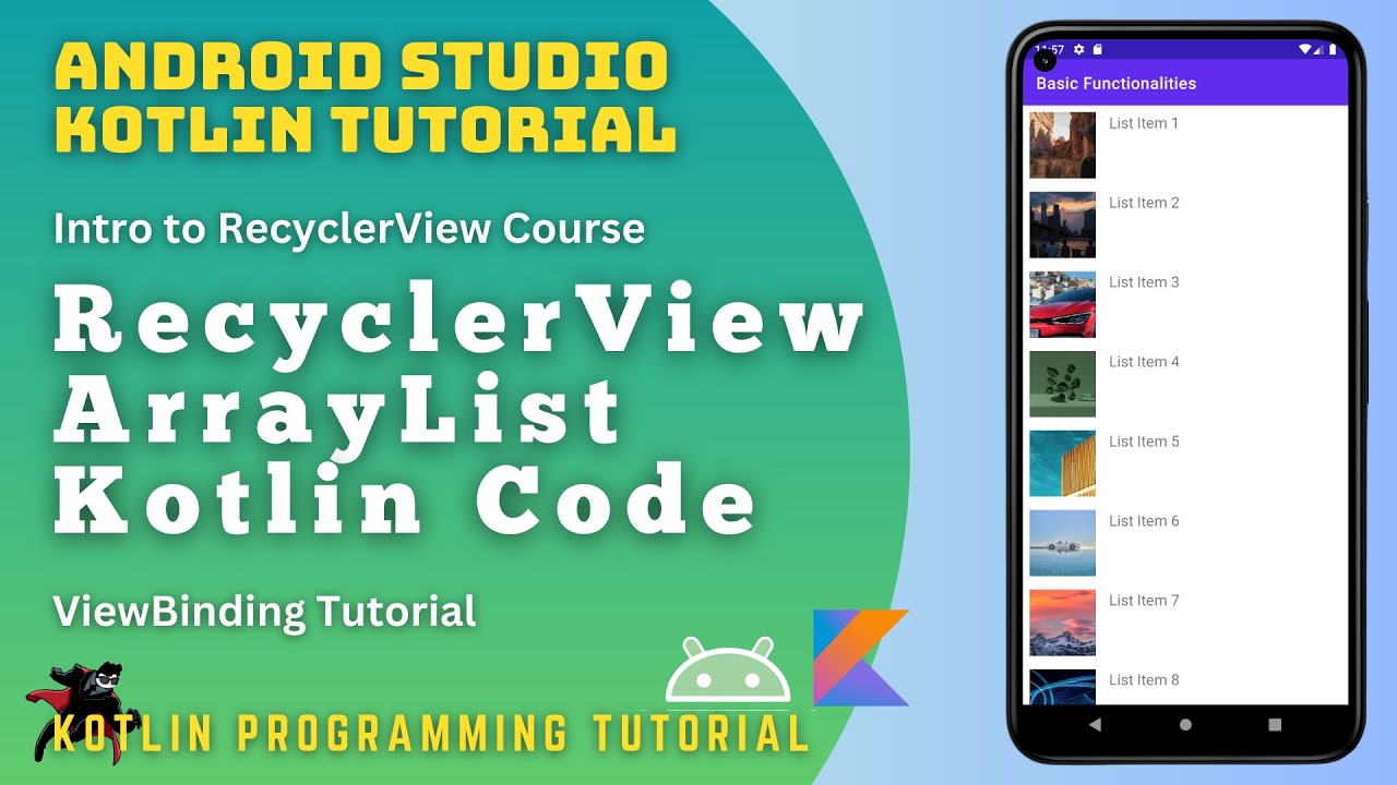 Recyclerview Arraylist In Kotlin 2023 Android Tutorial Part 1 Youtube