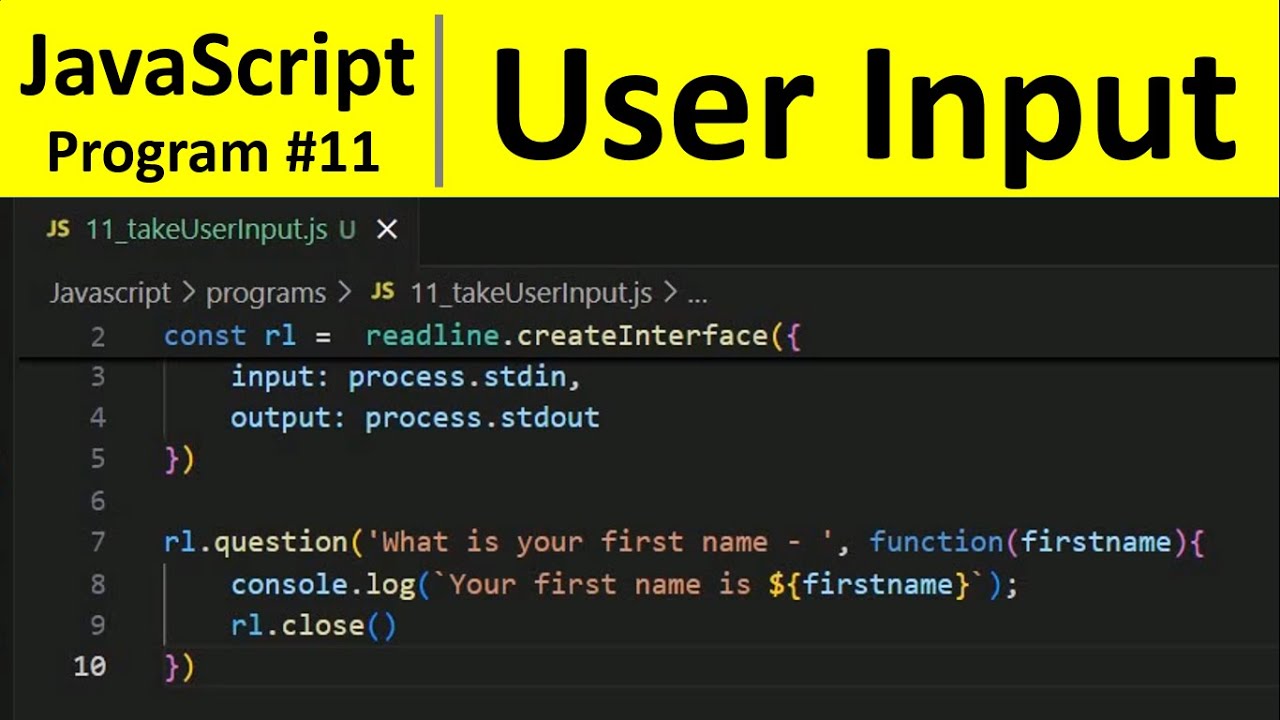 Javascript Program 11 How To Take User Input Using Readline In