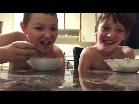 Two Shirtless Kids Eat Cereal Youtube