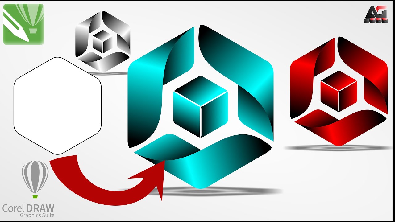 Designing A 3d Polygon Logo With Corel Draw Youtube