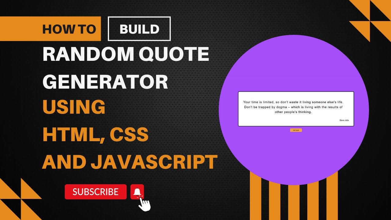 Build A Random Quote Generator With Html Css Js In 2024 Youtube