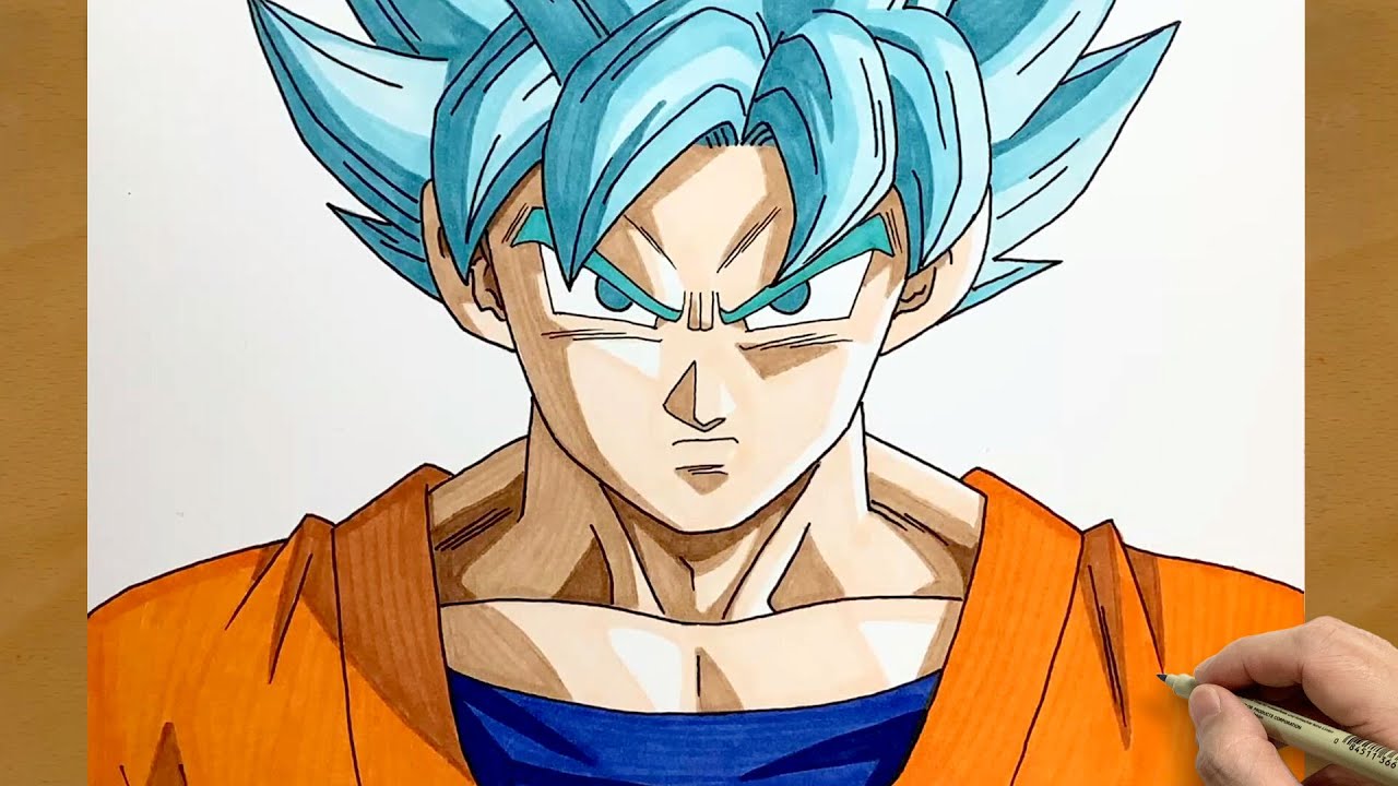 How To Draw Dragon Ball Z Goku Super Saiyan Blue