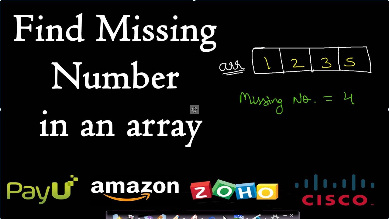 Find Missing Number In An Array Youtube