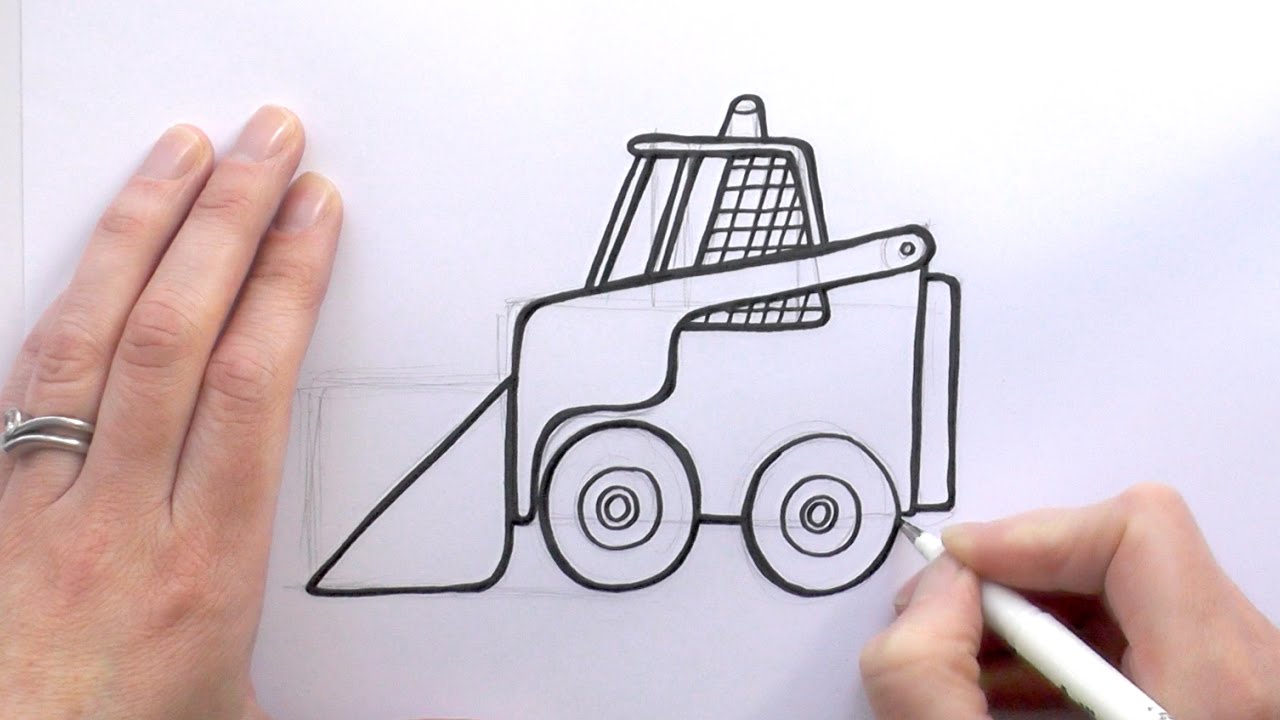 How To Draw A Cartoon Bobcat Digger Youtube