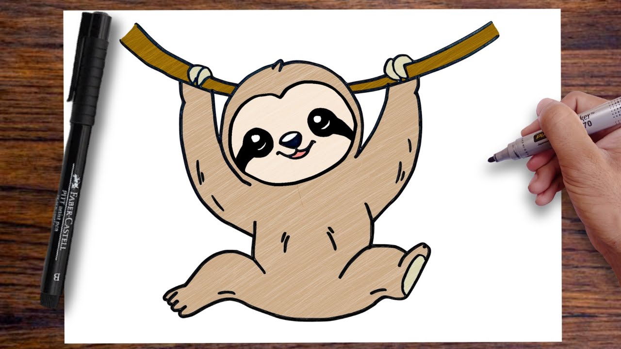 How To Draw Sloth Easy Step By Step Drawing Tutorial Youtube