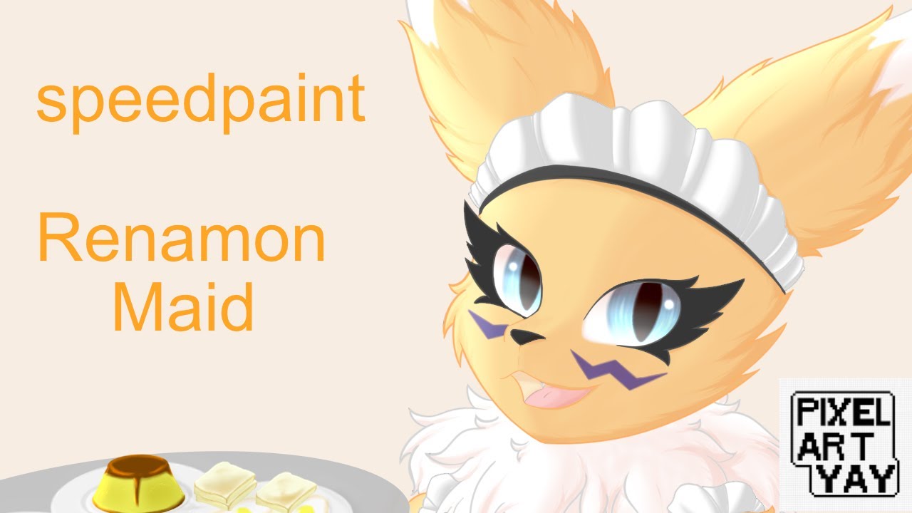 Renamon Maid Speedpaint Furry Digimon Paint Tool Sai Youtube
