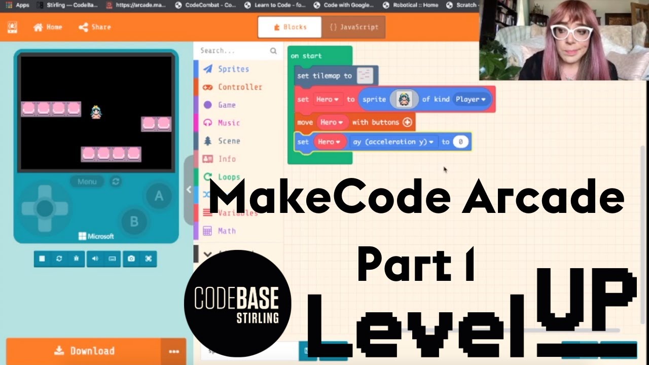 Levelup Ep 6 Makecode Arcade Sprites Gravity Platforms Youtube