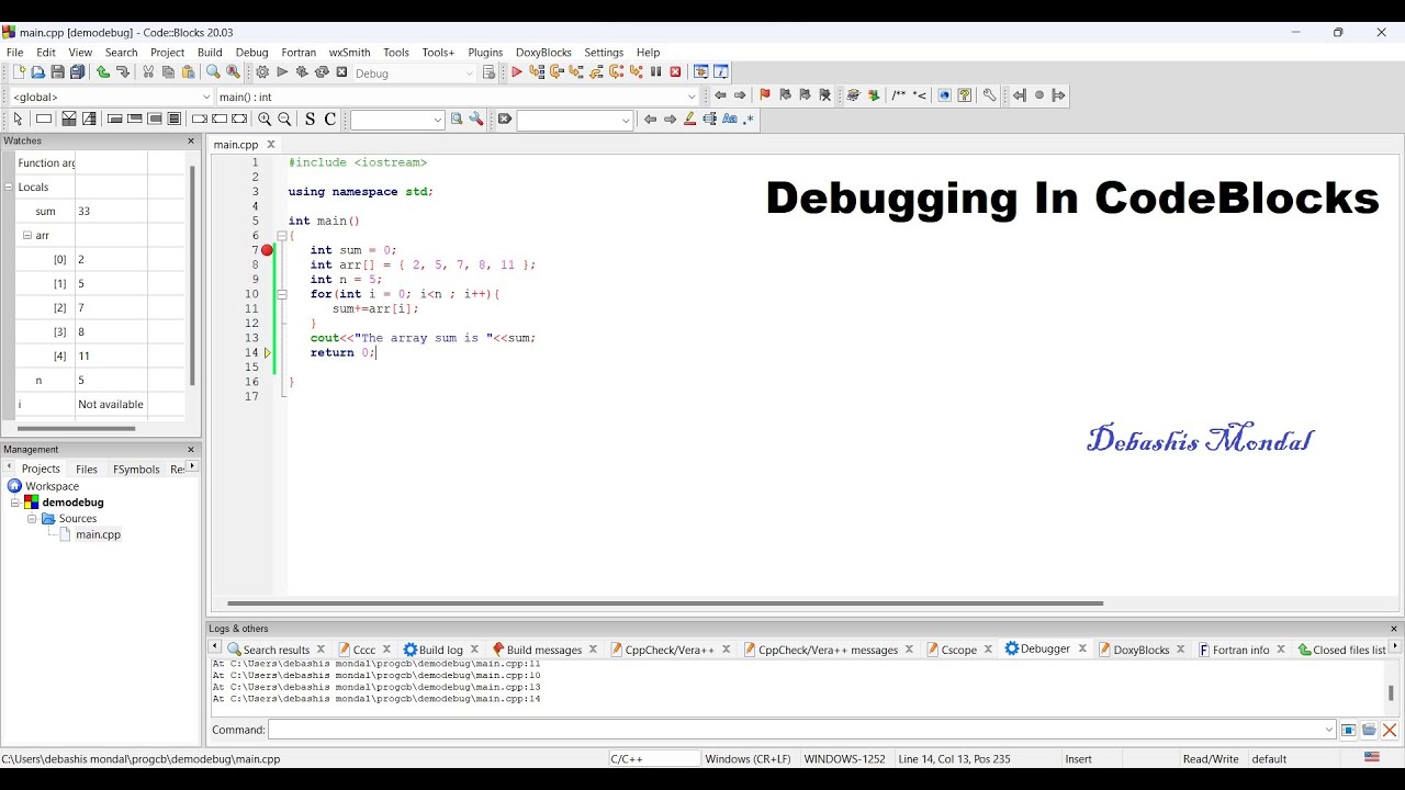 Debugging In Codeblocks Youtube