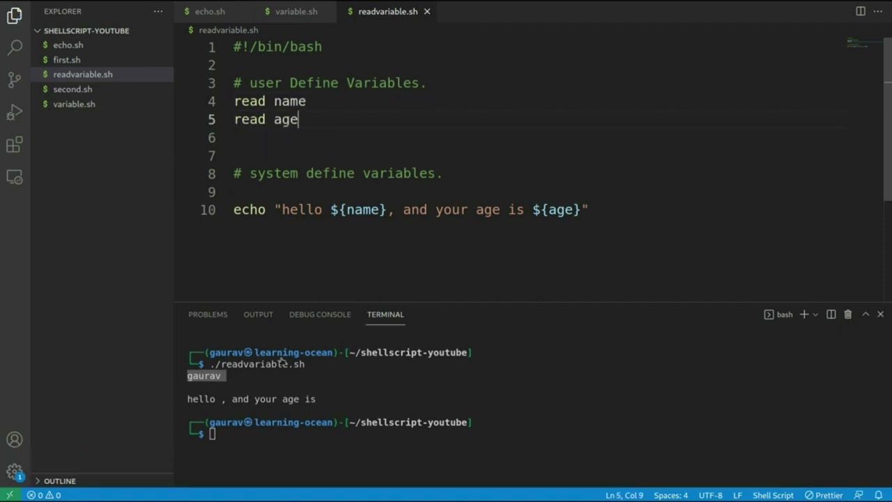 Shell Script Tutorials 11 Take Input From User In Shell Script