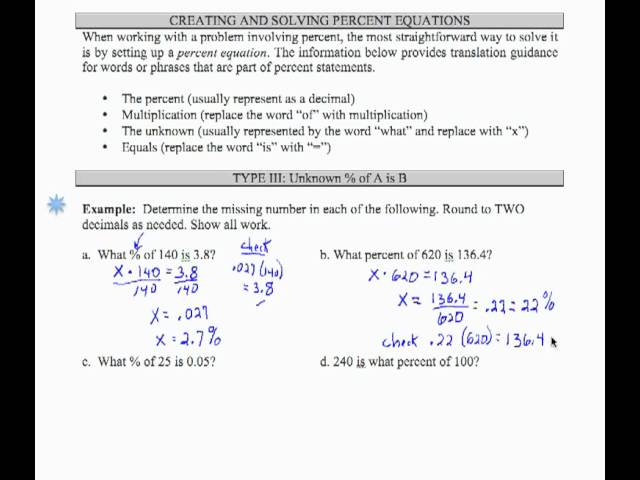 Solve Percent Equations Tessshebaylo