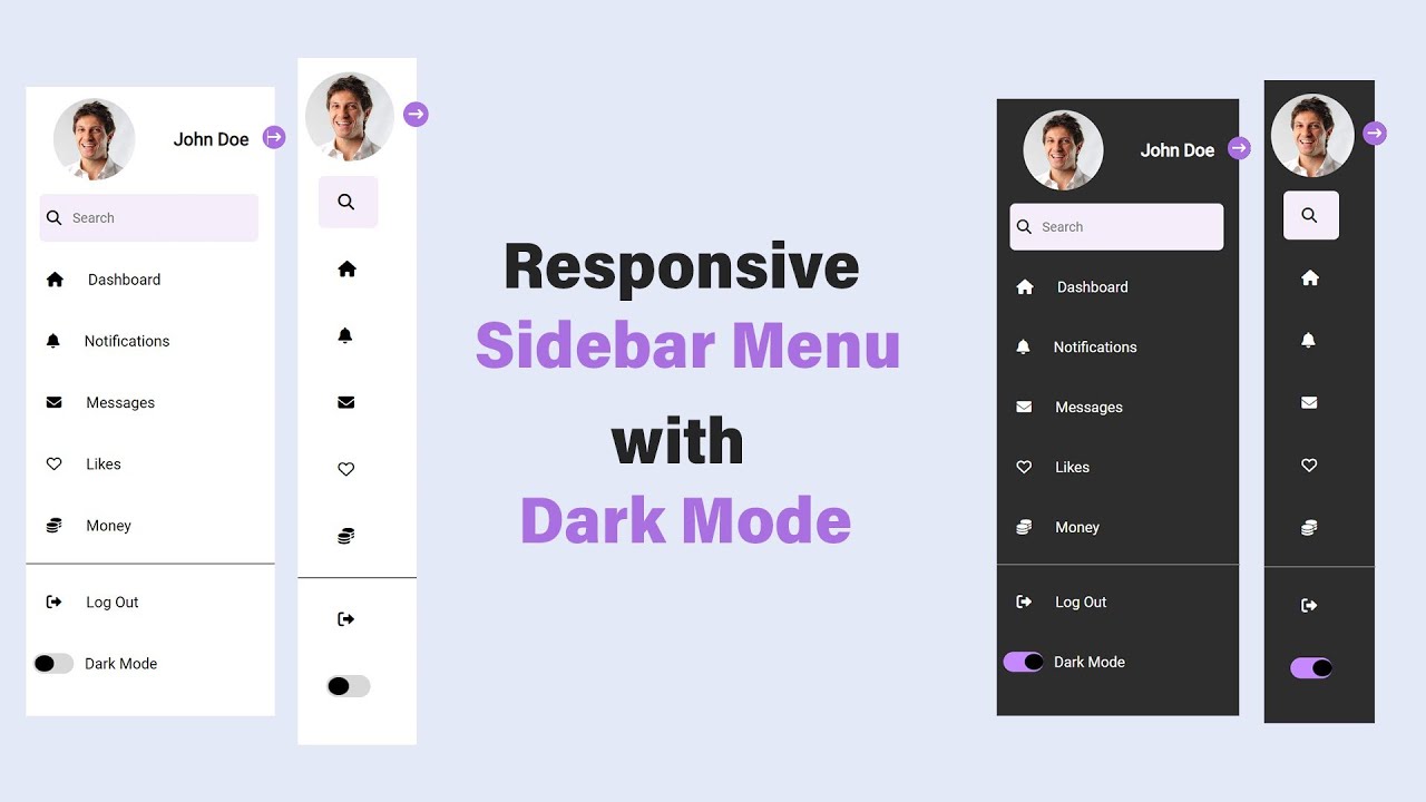 Responsive Sidebar Dashboard Menu Using Html Css Javascript Dark