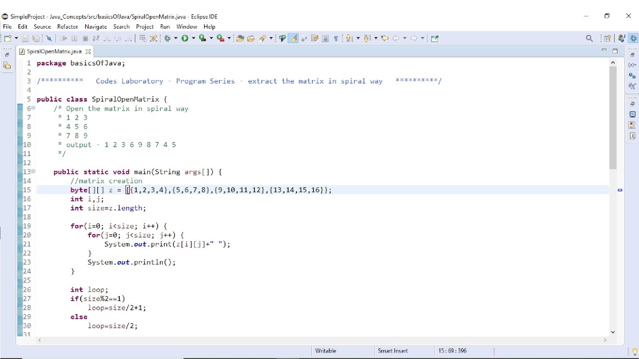 Java Program 01 Solve Matrix In Spiral Youtube