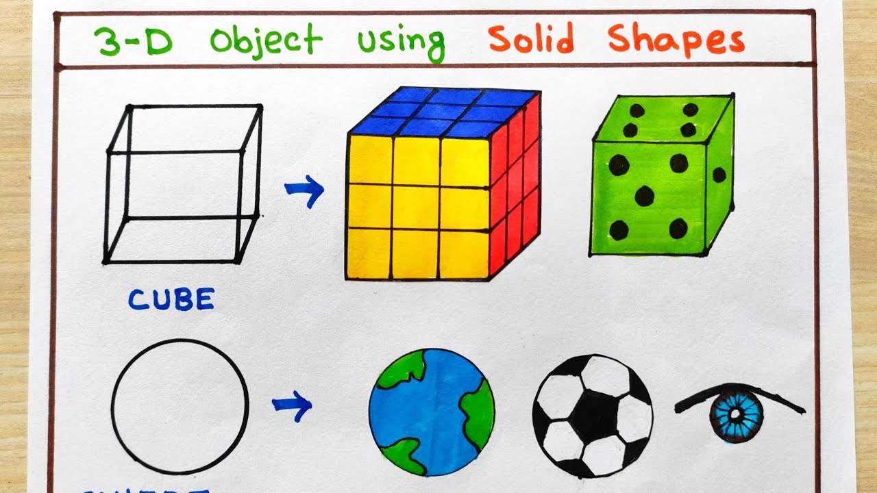 3d Objects Drawing Easy 3d Shape Model Drawing Idea School Project