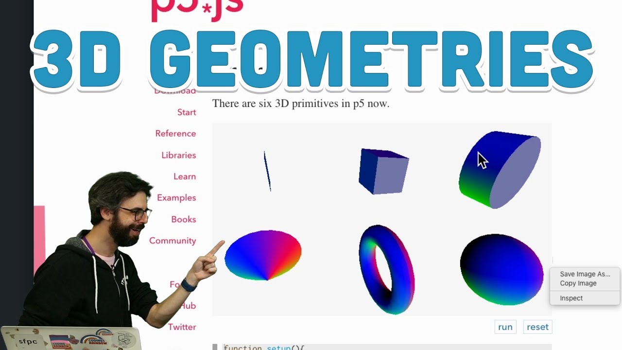 18 2 3d Geometries Webgl And P5 Js Tutorial Youtube
