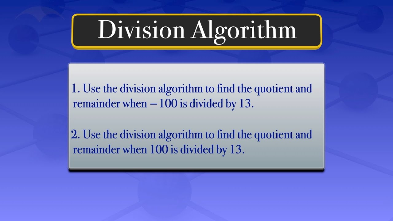 Division Algorithm Youtube