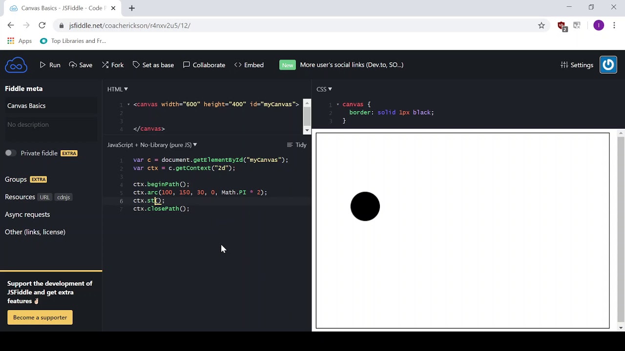 Javascript Canvas Creating Circles Youtube