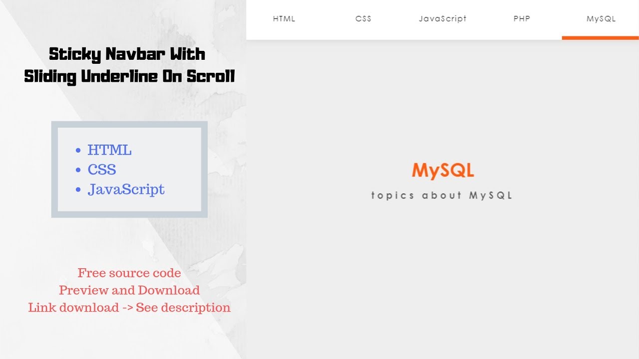 Sticky Navbar With Sliding Underline On Scroll Html Css Javascript