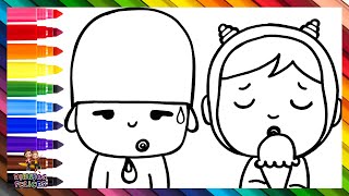 Dibuja Y Colorea A Pocoyó Y Nina Comiendo Helado En Un Doovi