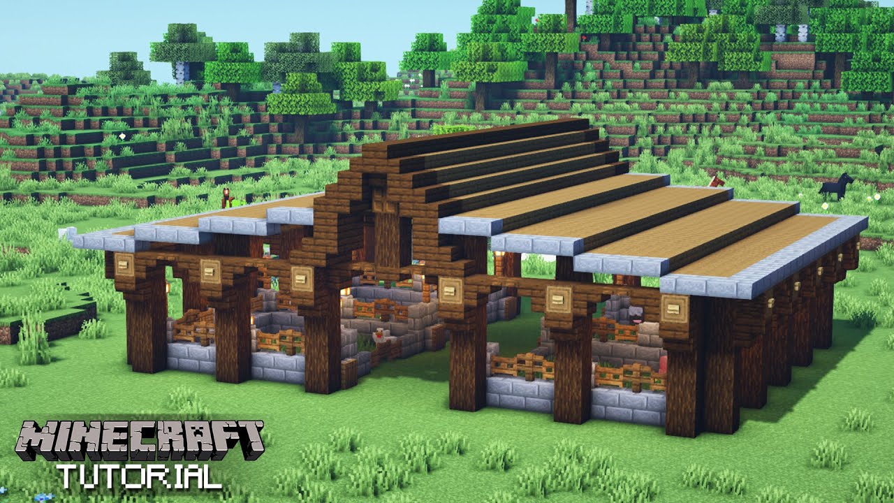 Minecraft Animal Barn Tutorial How To Build Youtube