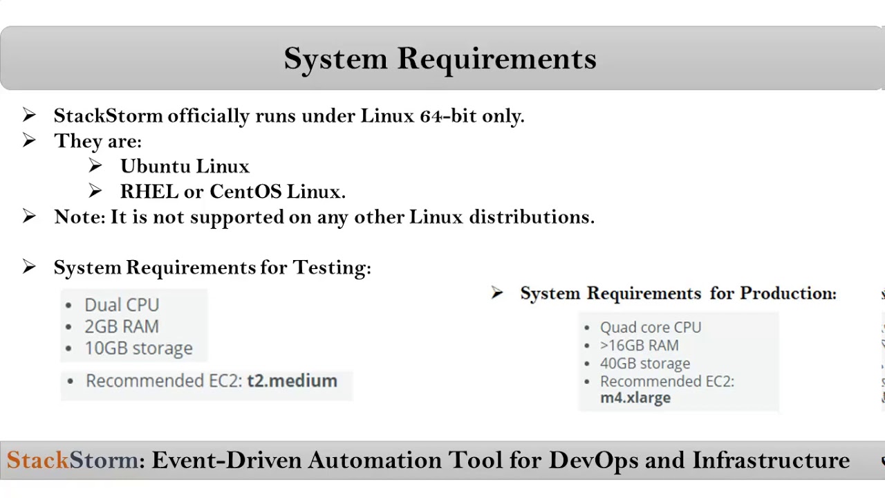 Devops Video 3 System Requirements To Install Stackstorm Event