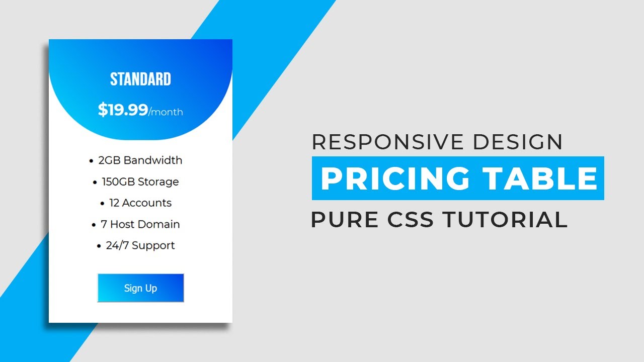 How To Create Responsive Pricing Table Using Html Css Youtube